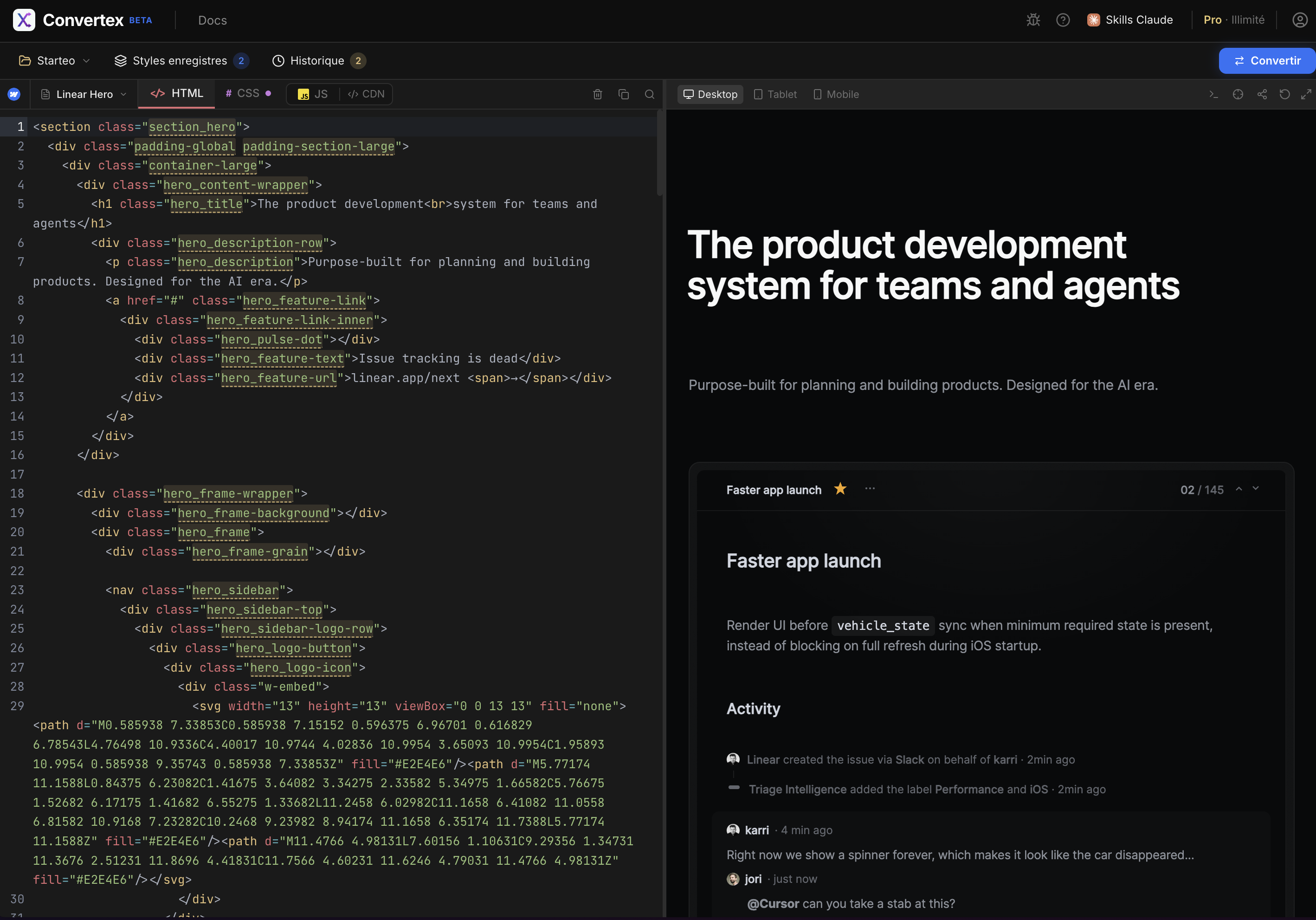Convertex - Code/AI to Webflow & Framer in seconds